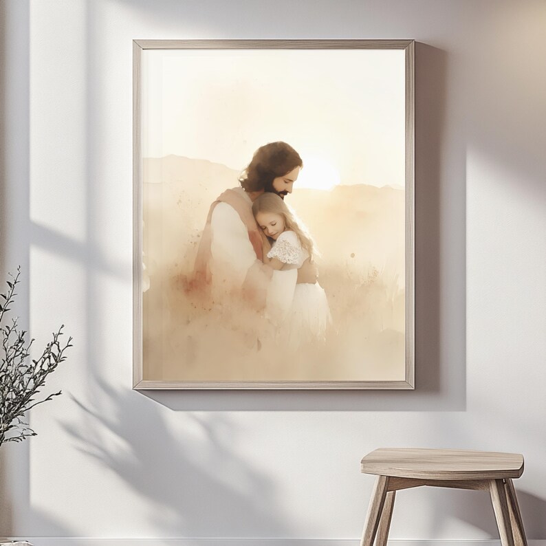 Divine Embrace – Jesus With Child Christian Art Print, Spiritual ...
