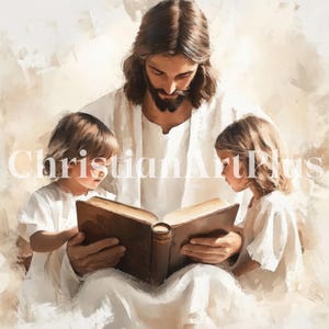 His Teachings - Jesus and Children Printable Art, Christian Nursery ...