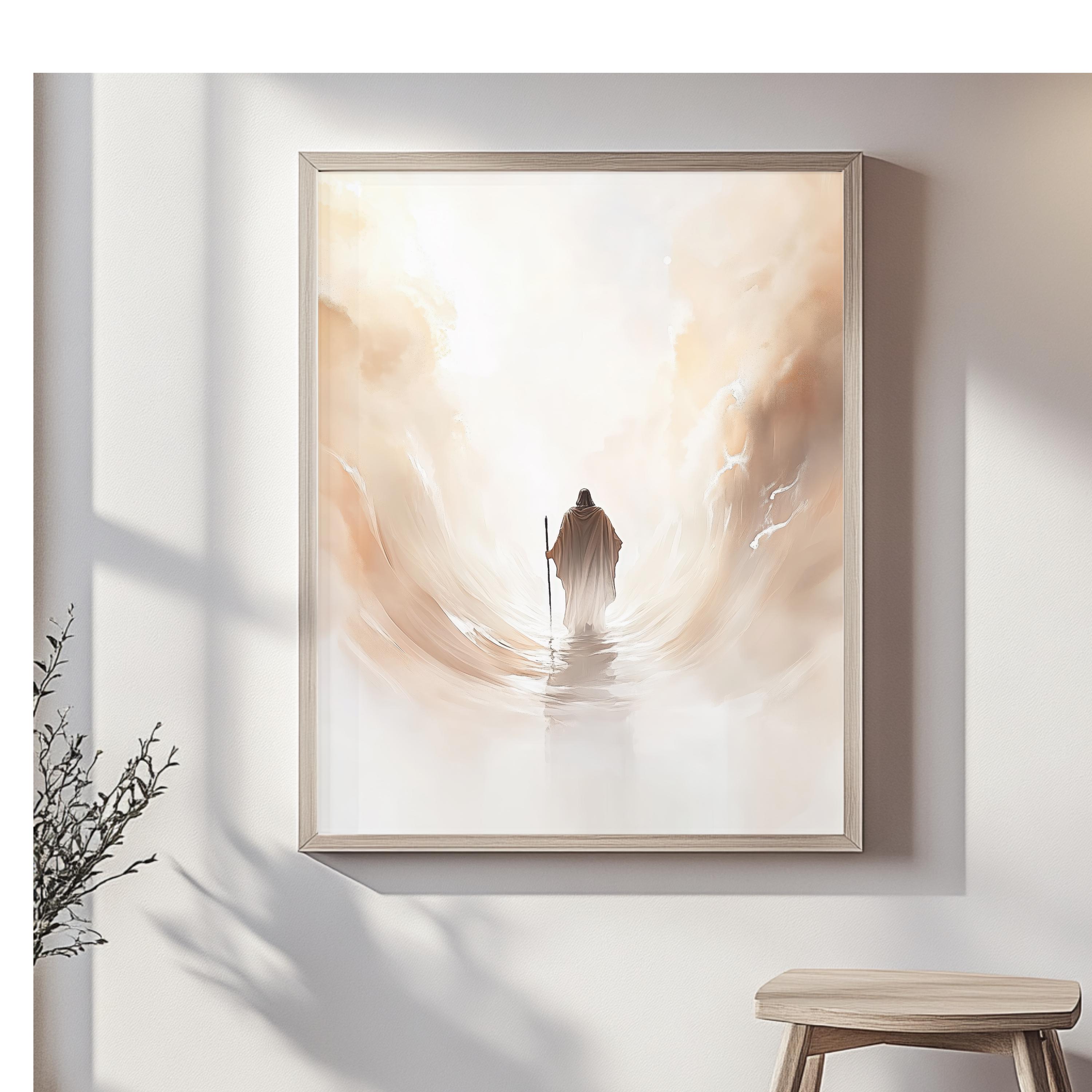 Moses Parting the Red Sea Art, Old Testament Landscape Painting, Exodus ...