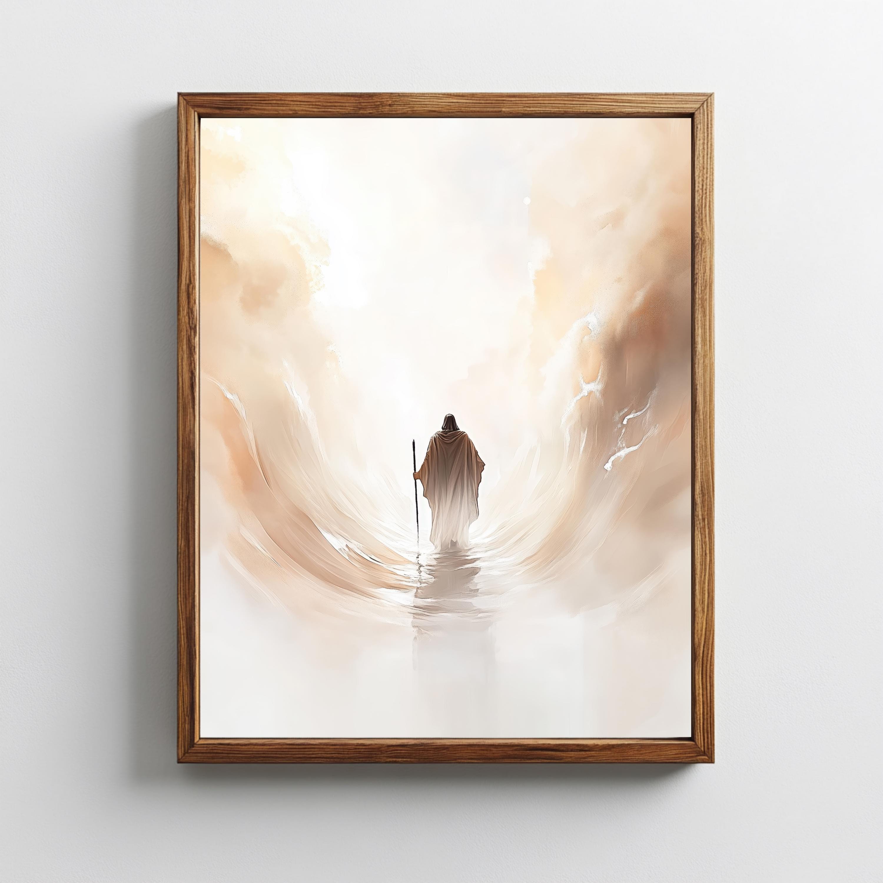 Moses Parting the Red Sea Art, Old Testament Landscape Painting, Exodus ...