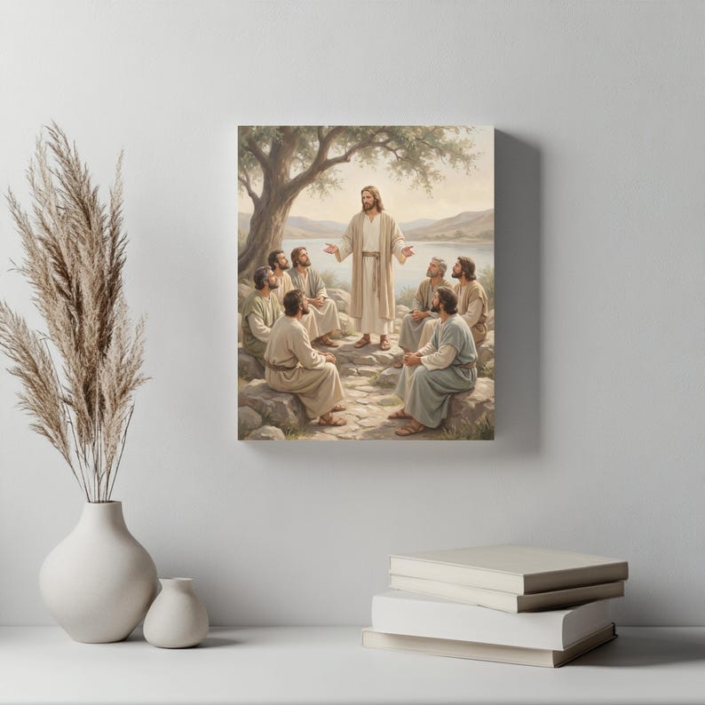 Jesus Teaching Disciples Christian Print Inspirational Bible Wall Art ...