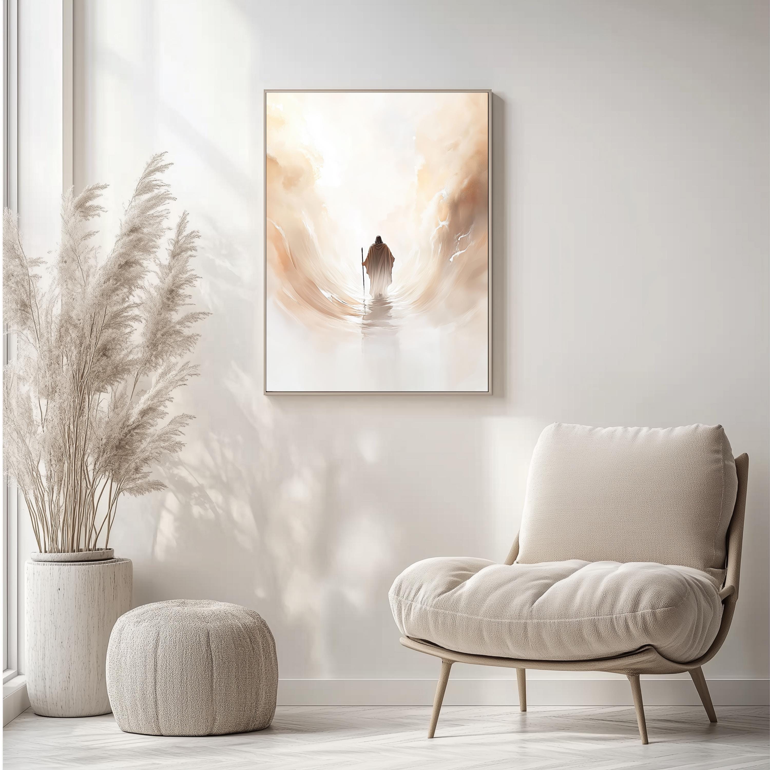 Moses Parting the Red Sea Art, Old Testament Landscape Painting, Exodus ...