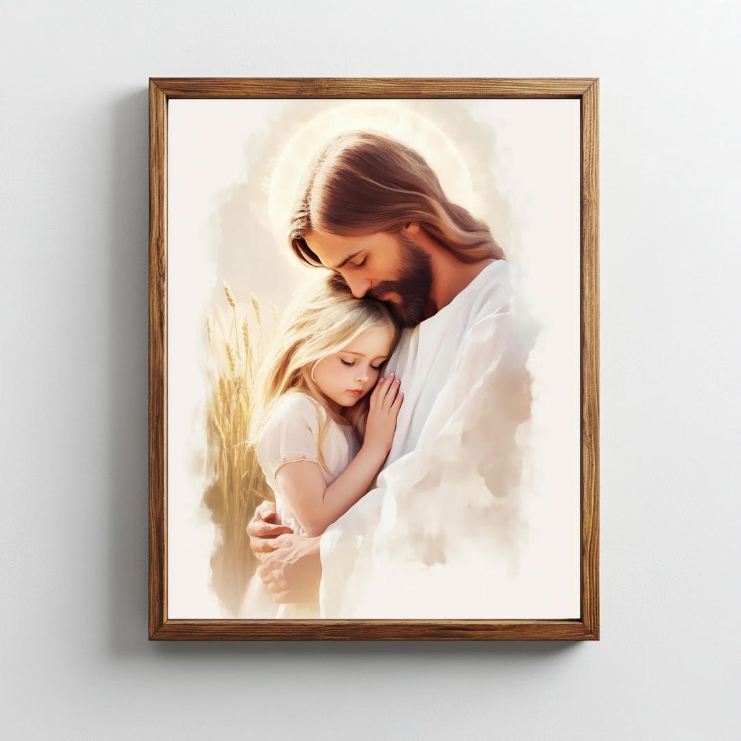 Jesus Hugging Child – Safe in His Arms Christian Wall Art, Spiritual ...