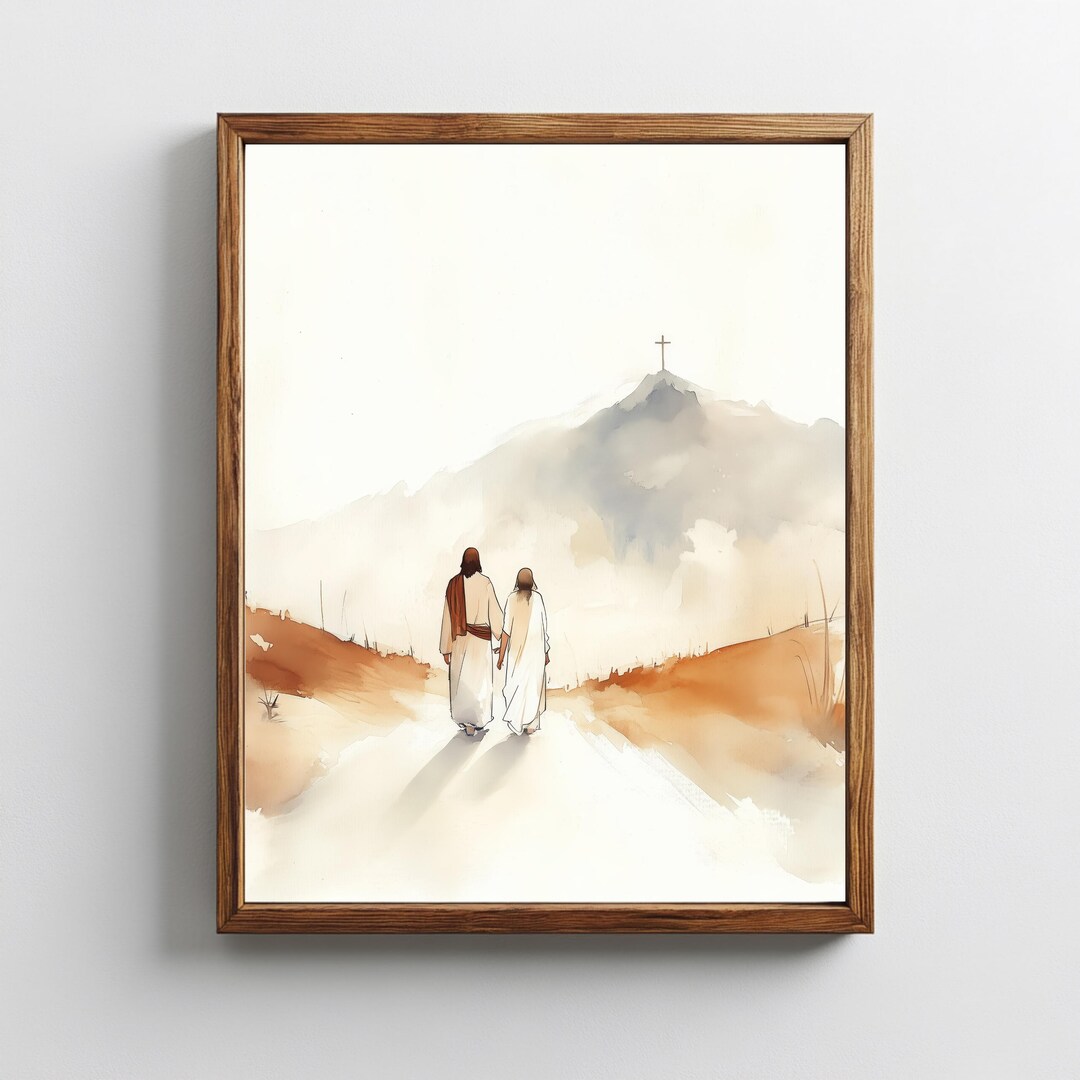 Walking in Faith - Jesus and Woman Digital Art, Modern Christian Wall ...