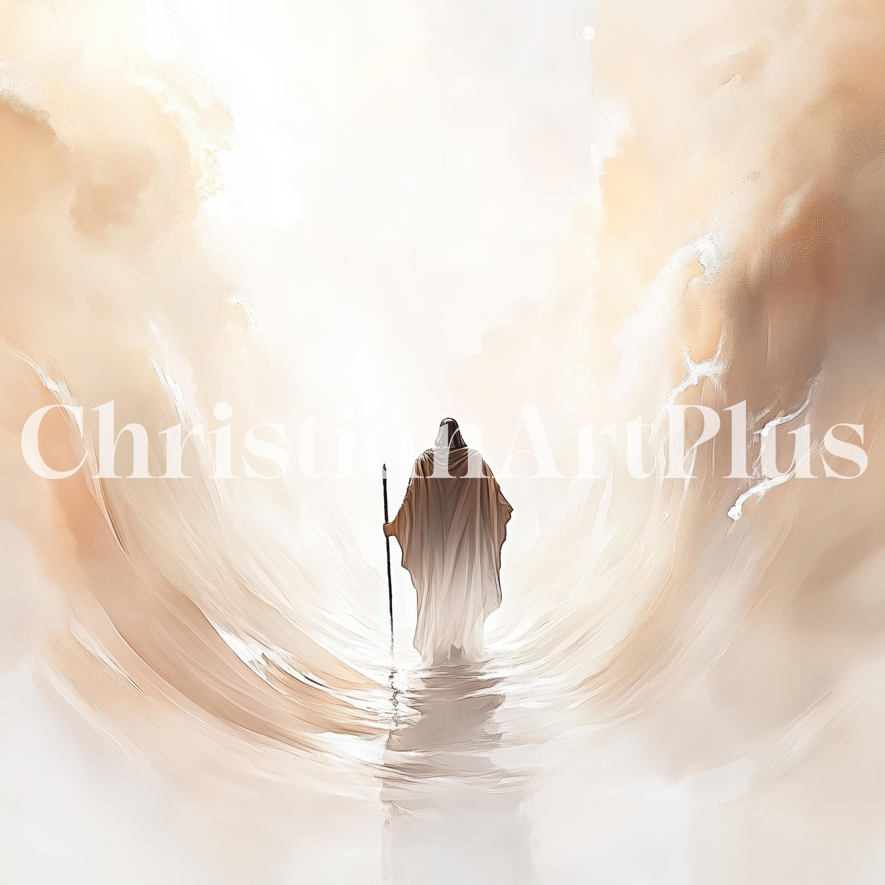 Moses Parting the Red Sea Art, Old Testament Landscape Painting, Exodus ...