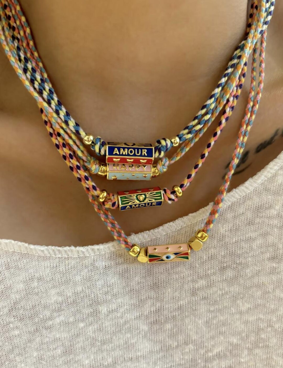 Handmade Tribal-style Braided Rope Pendant Necklace With Letter Charms ...