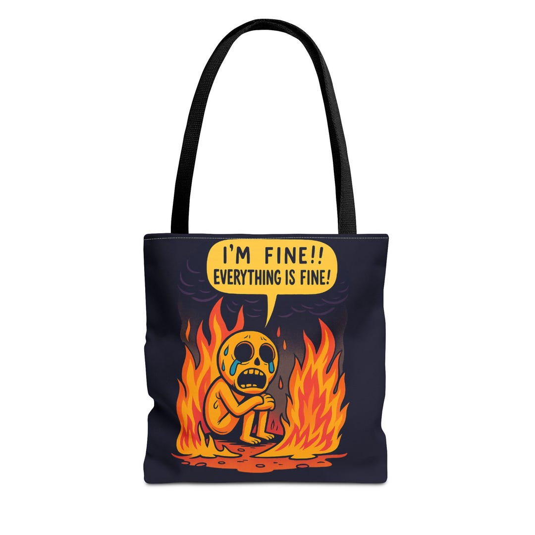 I'm Fine Everything is Fine Tote – Funny Spooky Tote Bag, Goth Grocery ...
