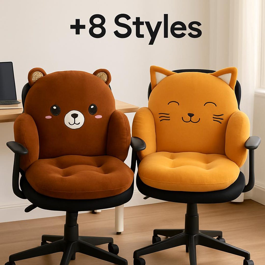 Cartoon Backrest Cushion Chair Pad – Soft Plush Memory Foam Seat | Cute ...