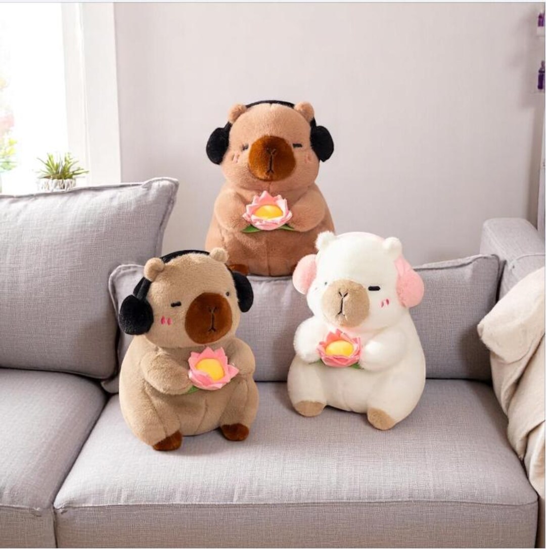 25/35cm Calm Plush Capybara Toy With Flower – Soft Kawaii Meditation ...