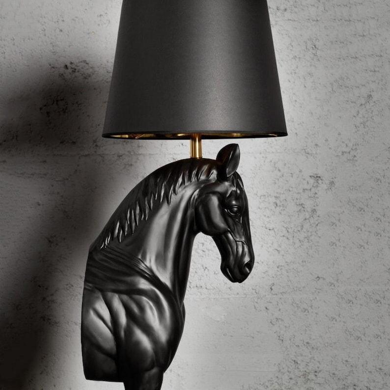 Black Horse Floor Lamp Modern Equestrian Sculpture | Contemporary Home ...