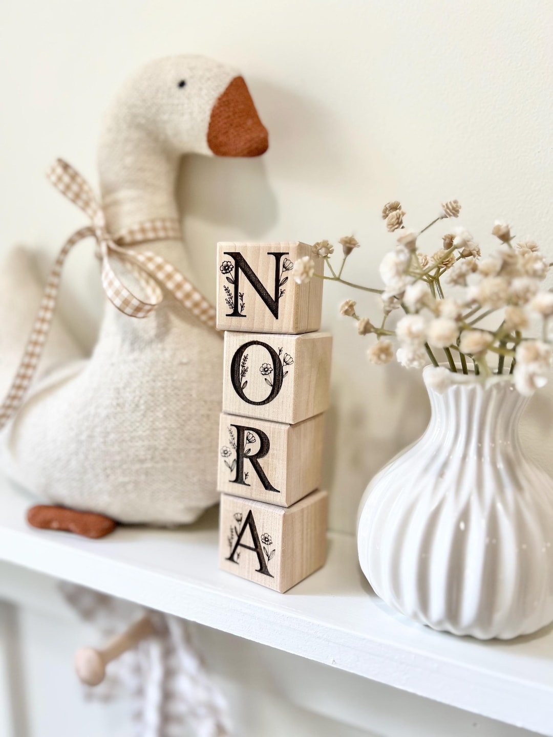 Custom Personalized Wood Name Blocks | FLORAL GARDEN | Kids Room ...