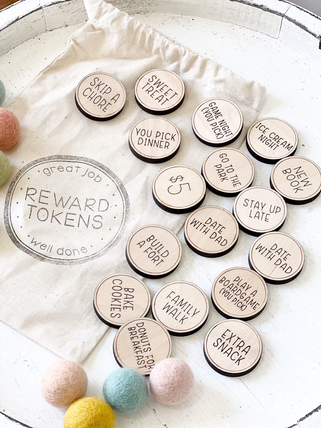 KIDS REWARD TOKENS Laser Cut Engraved Reusable Rewards - Etsy