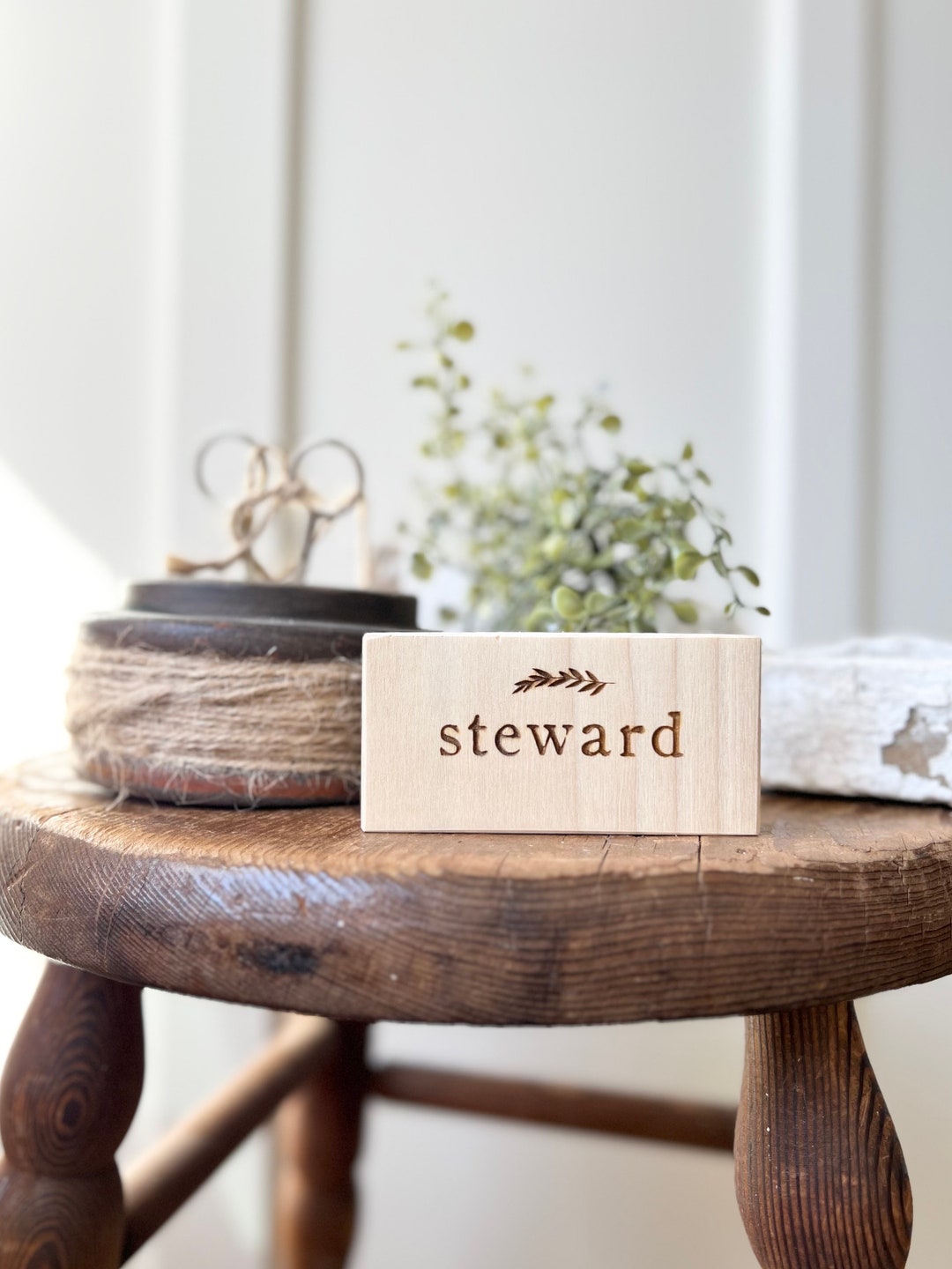 SET ONE LITTLE Word Block Magnet Solid Poplar Engraved Wood Block Word ...