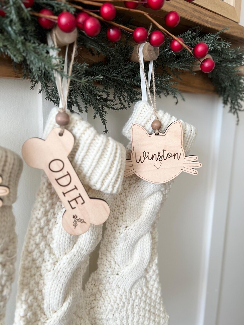 Pet PERSONALIZED STOCKING TAG for Pets / Ornament | Cats + Dogs | Birch ...