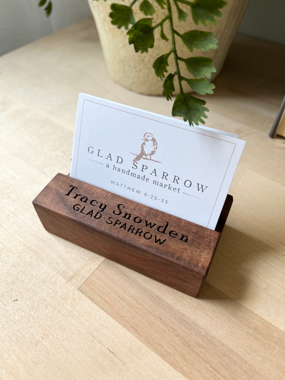 WALNUT BUSINESS CARD Holder Display Locally Sourced Desk - Etsy