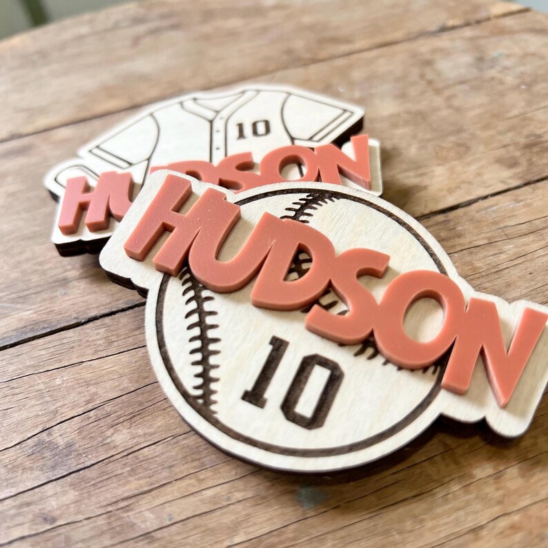 PERSONALIZED BASEBALL/SOFTBALL Magnet Acrylic + Maple | Fridge Magnet ...