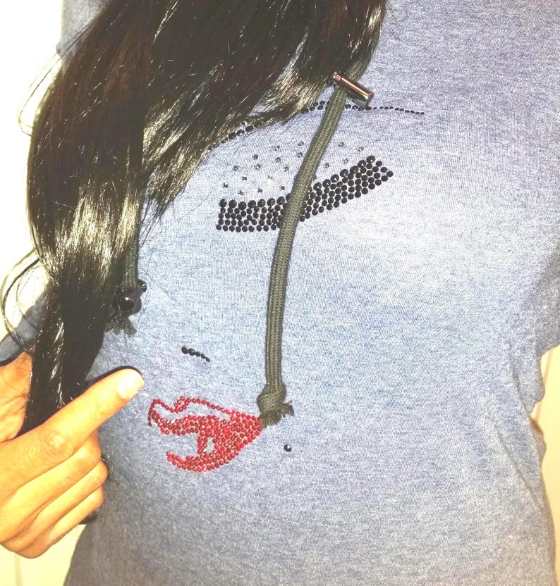 Crystal Embellished "beauty Face" Hoodie - Etsy