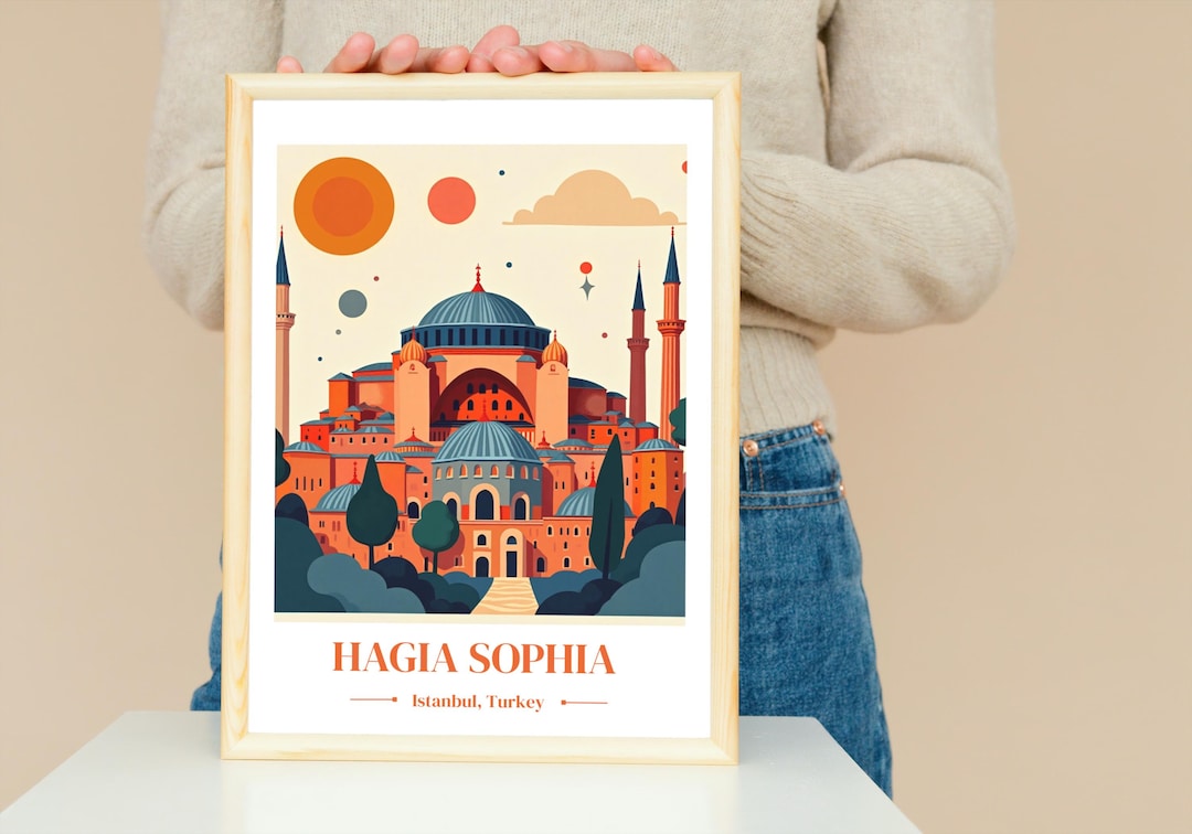 Hagia Sophia Poster – Istanbul Wall Art Print, Turkey Cityscape Home ...