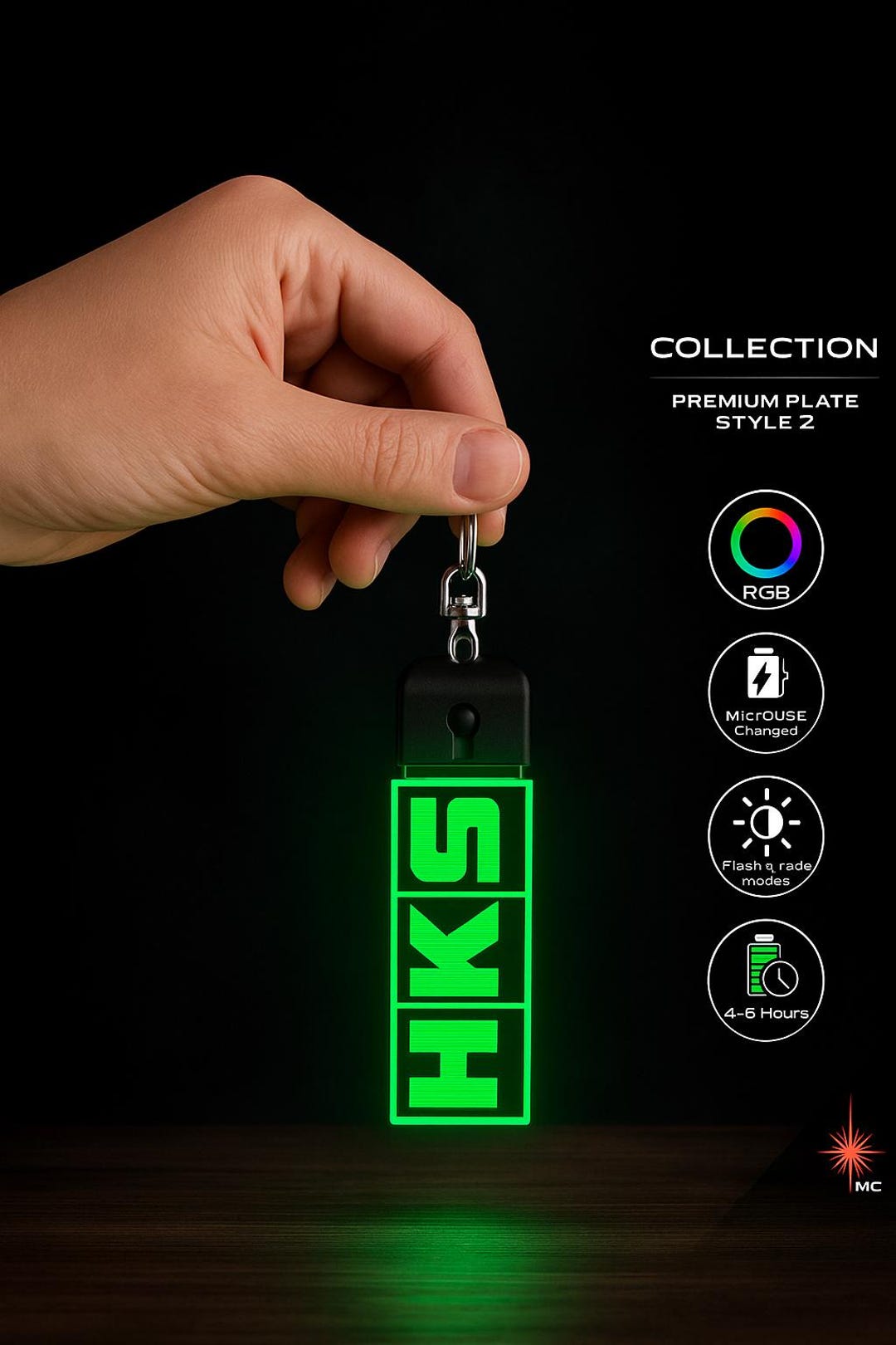 HKS LED Keychain – Light up Car Key Tag | JDM Acrylic Glow Keyring - Etsy