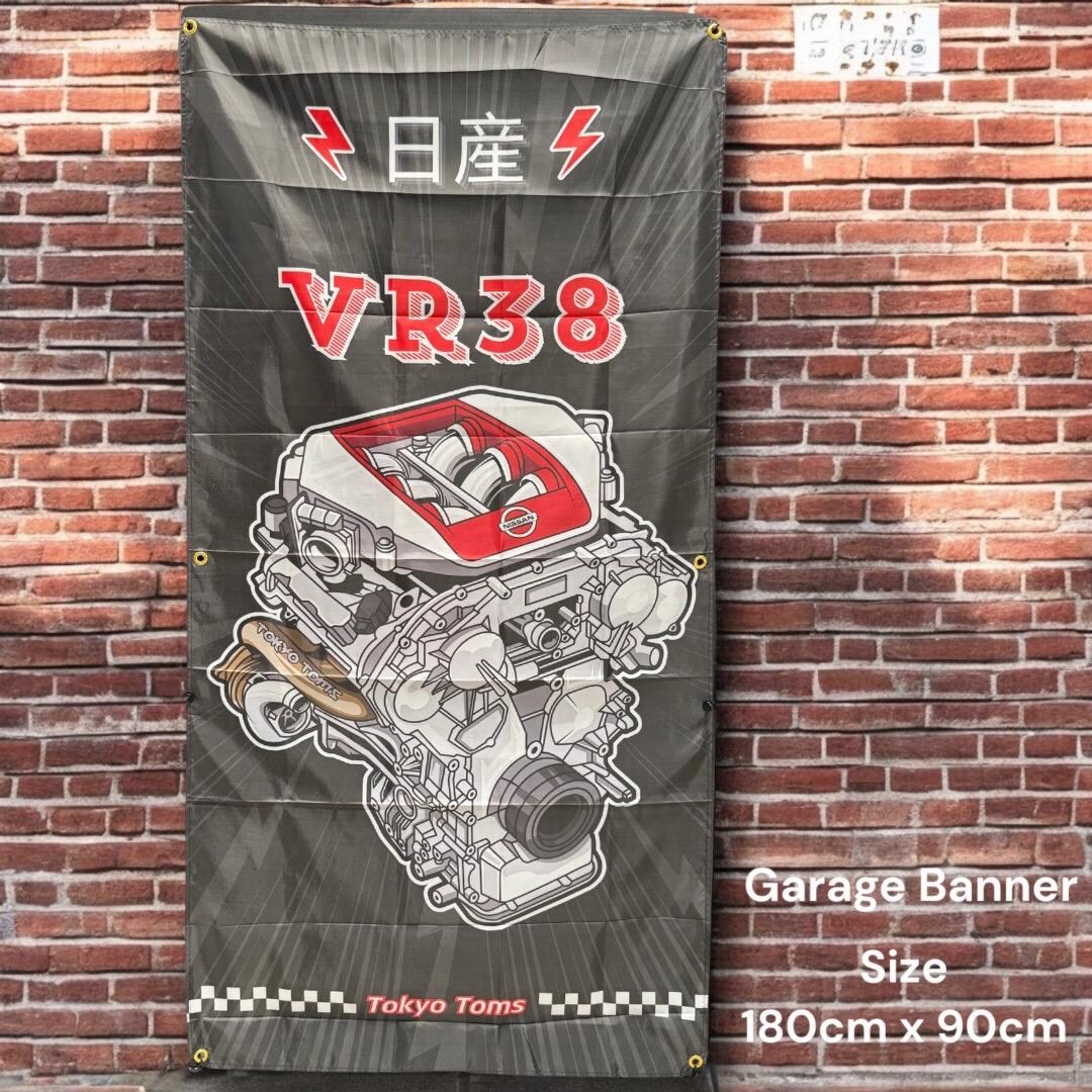 VR38 Engine Flag – JDM Wall Banner | Car Enthusiast Gift | Tokyo Toms ...