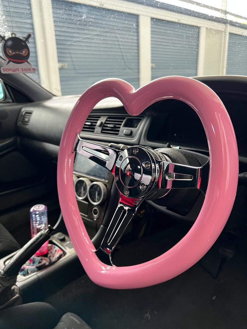 350mm Love Heart Shaped Steering Wheel Hand Crafted Wood Pink Hella ...