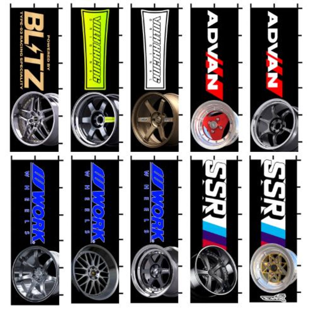 Nobori Flags JDM Wheels Rims Blitz 03 Work Wheels Volk Wheels SSR Advan ...