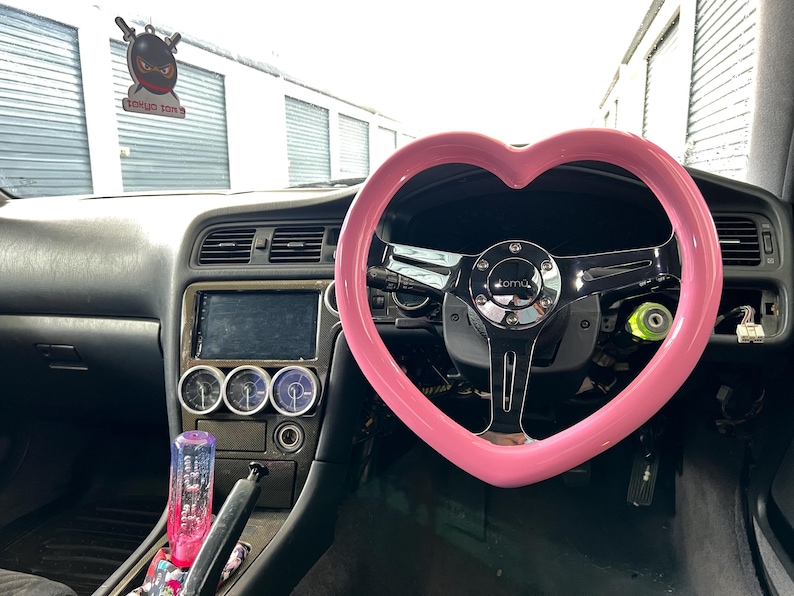 350mm Love Heart Shaped Steering Wheel Hand Crafted Wood Pink Hella ...