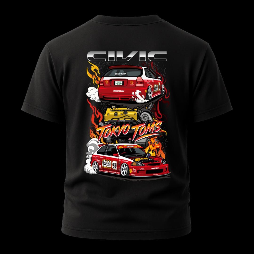 Honda Civic VTEC T-shirt - JDM Race Car Tuner Tee, EK9 Hatchback ...