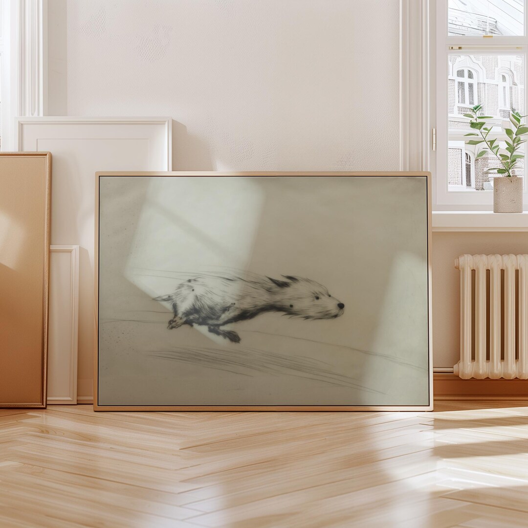 Dog With Zoomies Art Print - Minimal Dog Sketch Poster - Etsy