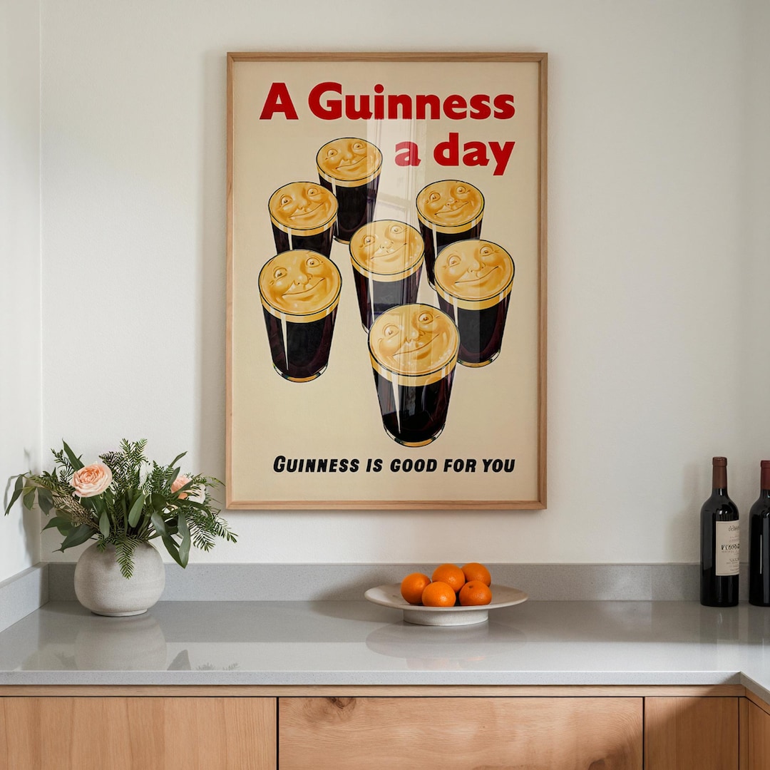 Vintage Guinness Beer Poster, Retro Wall Art, Beer Poster, Alcohol Wall ...