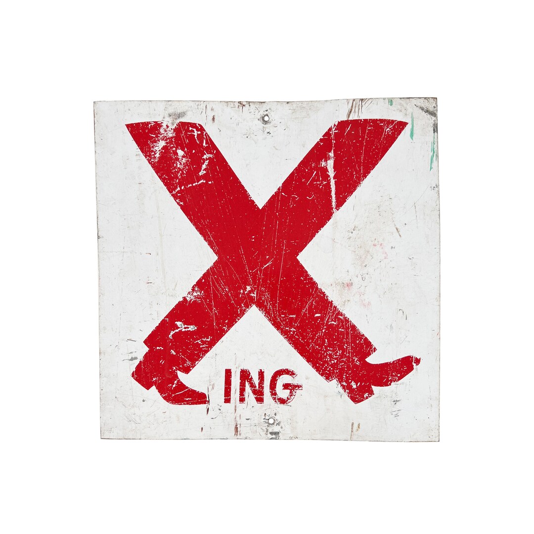 Vintage 1970s 12 Square Red X Walking X-ing Legs Pedestrian Crossing ...