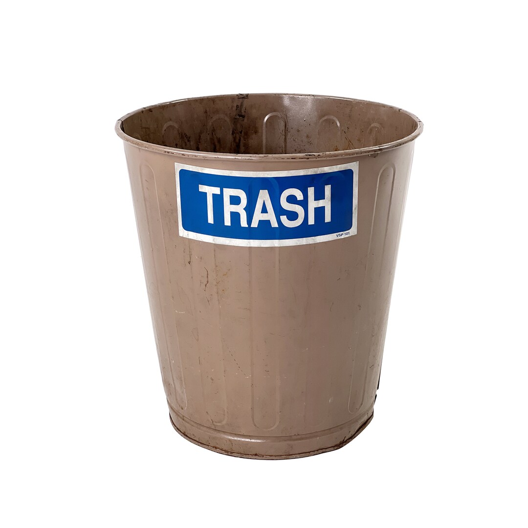 Vintage 1960s 14.5 Tall Small Industrial Distressed Tan Metal Trash Can ...