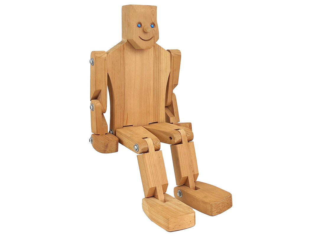 Vintage 1980s 29 Folk Art Wood Jig Doll Jointed Articulating Robot by ...