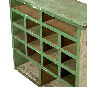 Vintage 1950s Large Industrial Painted Green Wood Factory Cubby ...