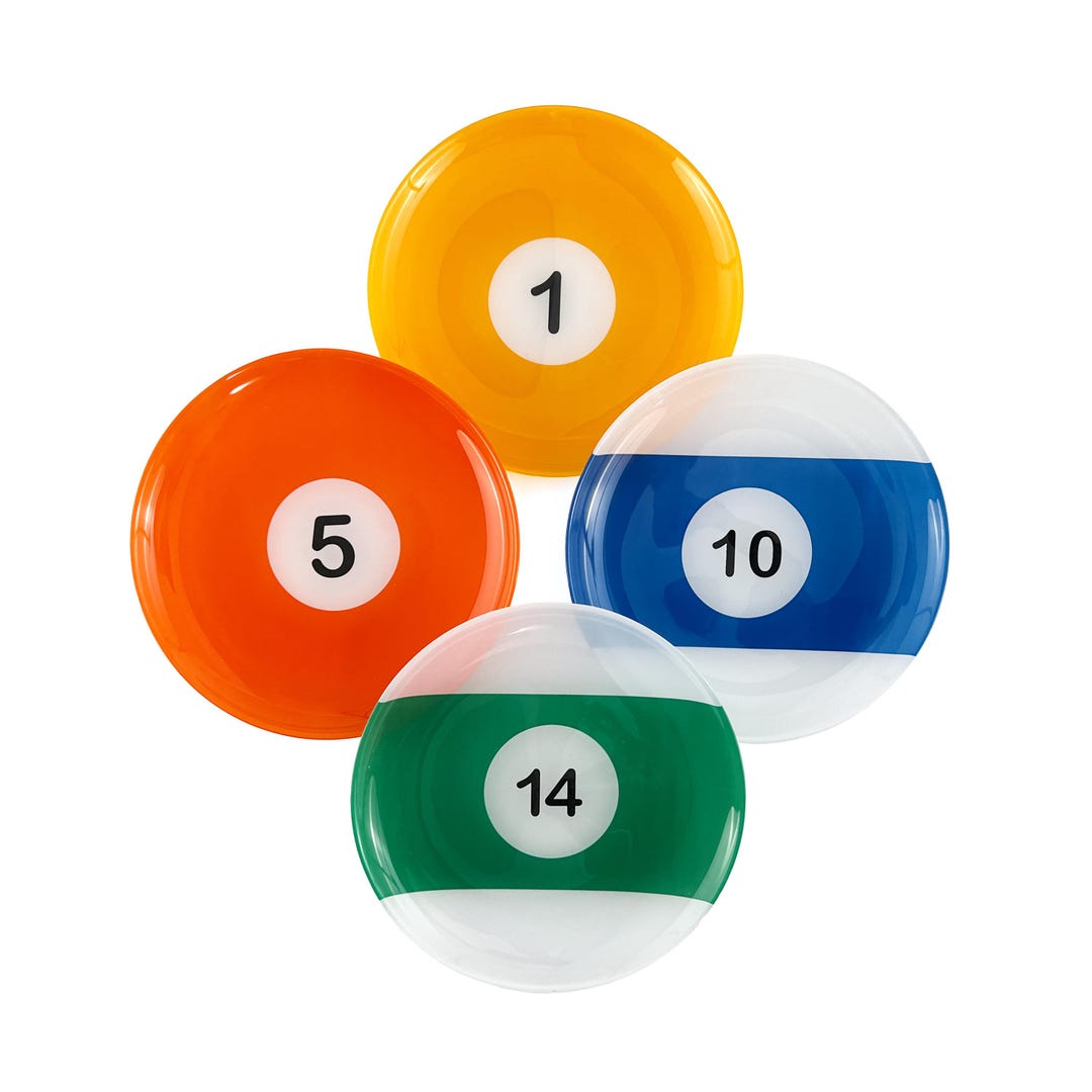 Vintage 2000s Set of (4) Luminarc Glass Billiard Pool Ball 9" Dessert ...