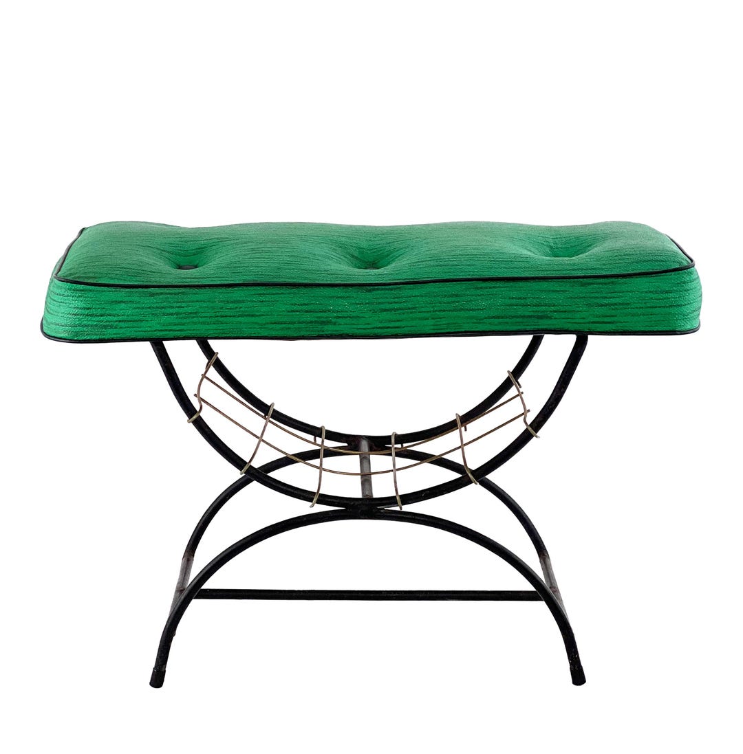 Vintage 1950s Mid-century Modern Atomic Bright Green Speckled Vinyl ...