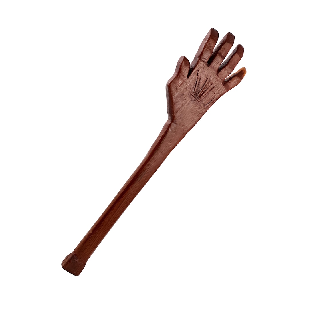 Vintage 1970s 23" Long Handmade Folk Art Wood Carved Hand-shaped Paddle ...