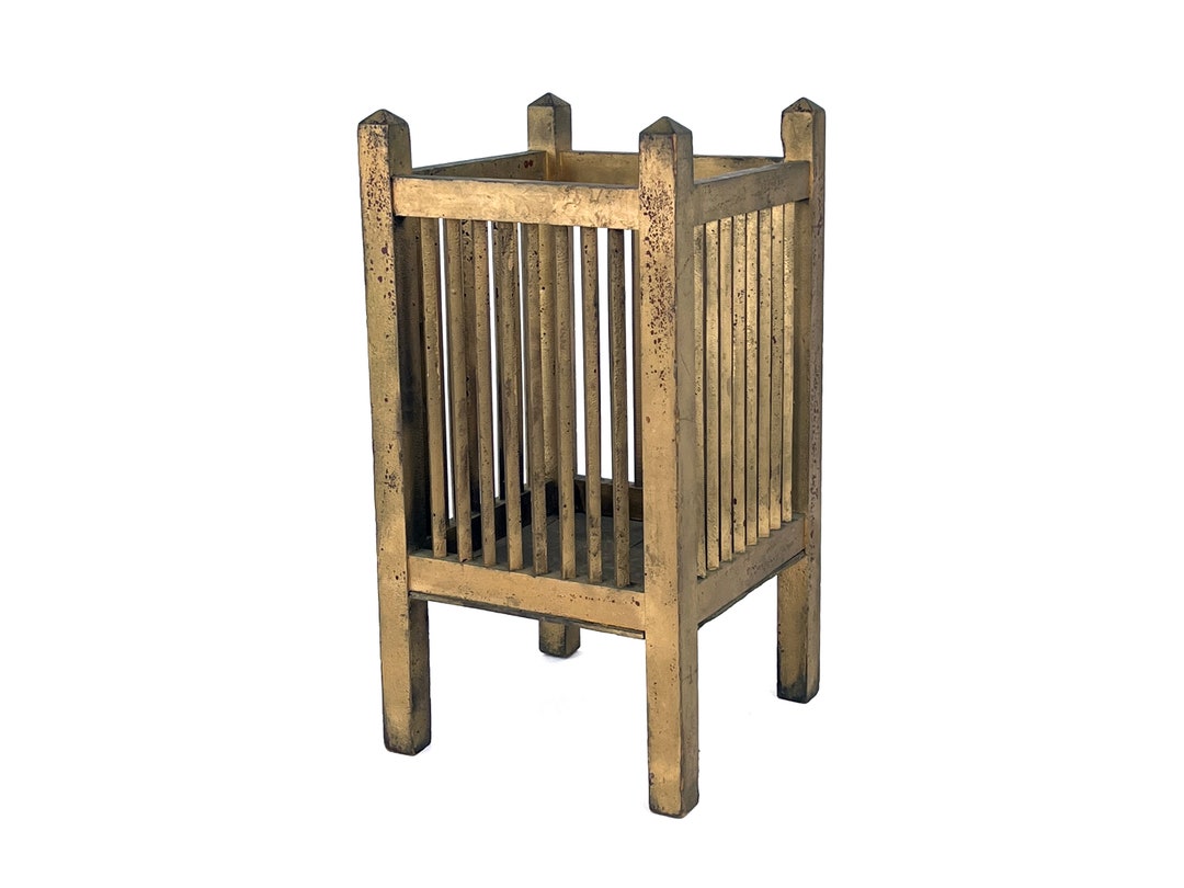 Antique 1920s Mission Style Slatted Wood Painted Gilded Gold Plant ...