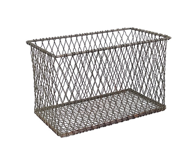 Vintage 1940s Industrial Wavy Wire Mesh Metal Laboratory Storage Basket ...