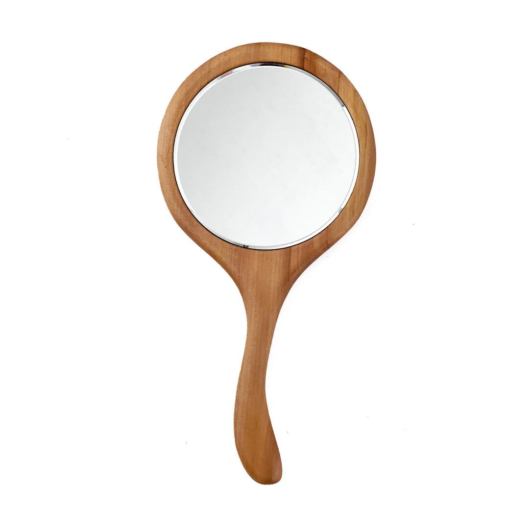 Vintage 1960s MCM Handmade Curved Handle Wood Hand Mirror - Etsy