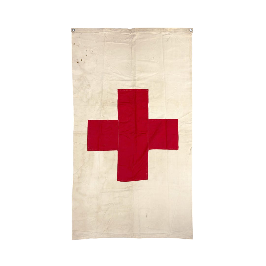 Vintage 1940s 60" X 36" WWII American National Red Cross Cotton First ...
