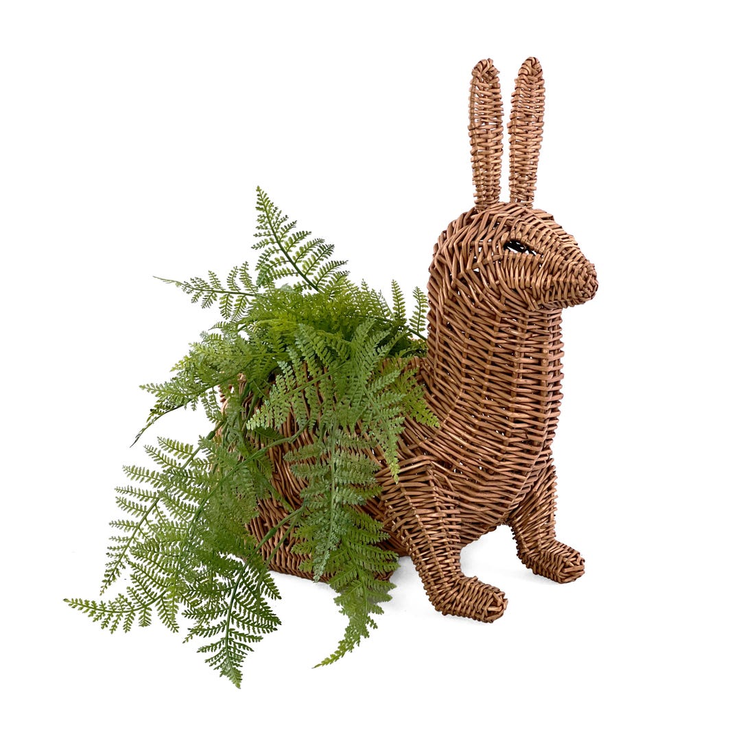 Vintage 1970s 16.75 Large Wicker Bunny Rabbit Basket Plant Holder - Etsy