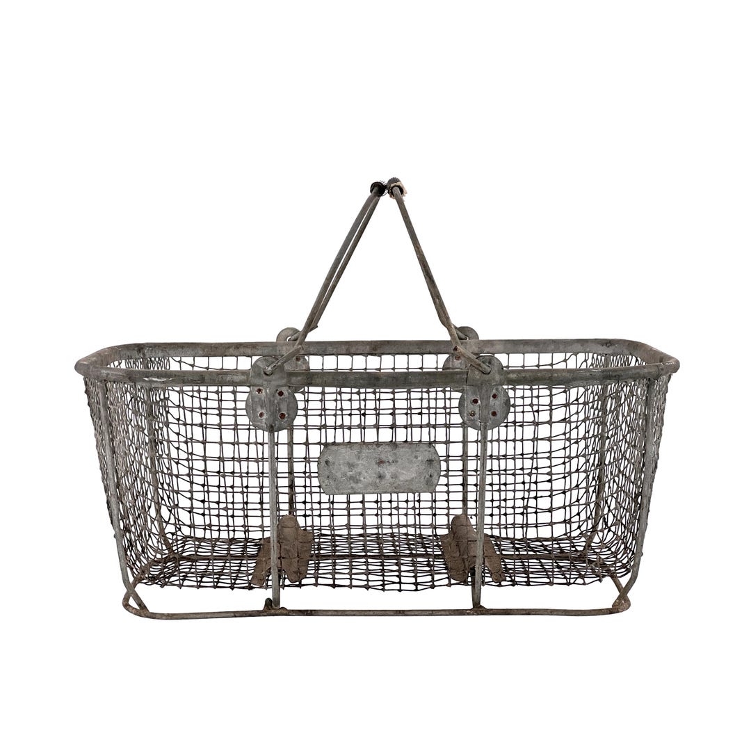 Vintage 1930s Industrial Wire Primitive Egg Carrying Basket Quaker Made ...