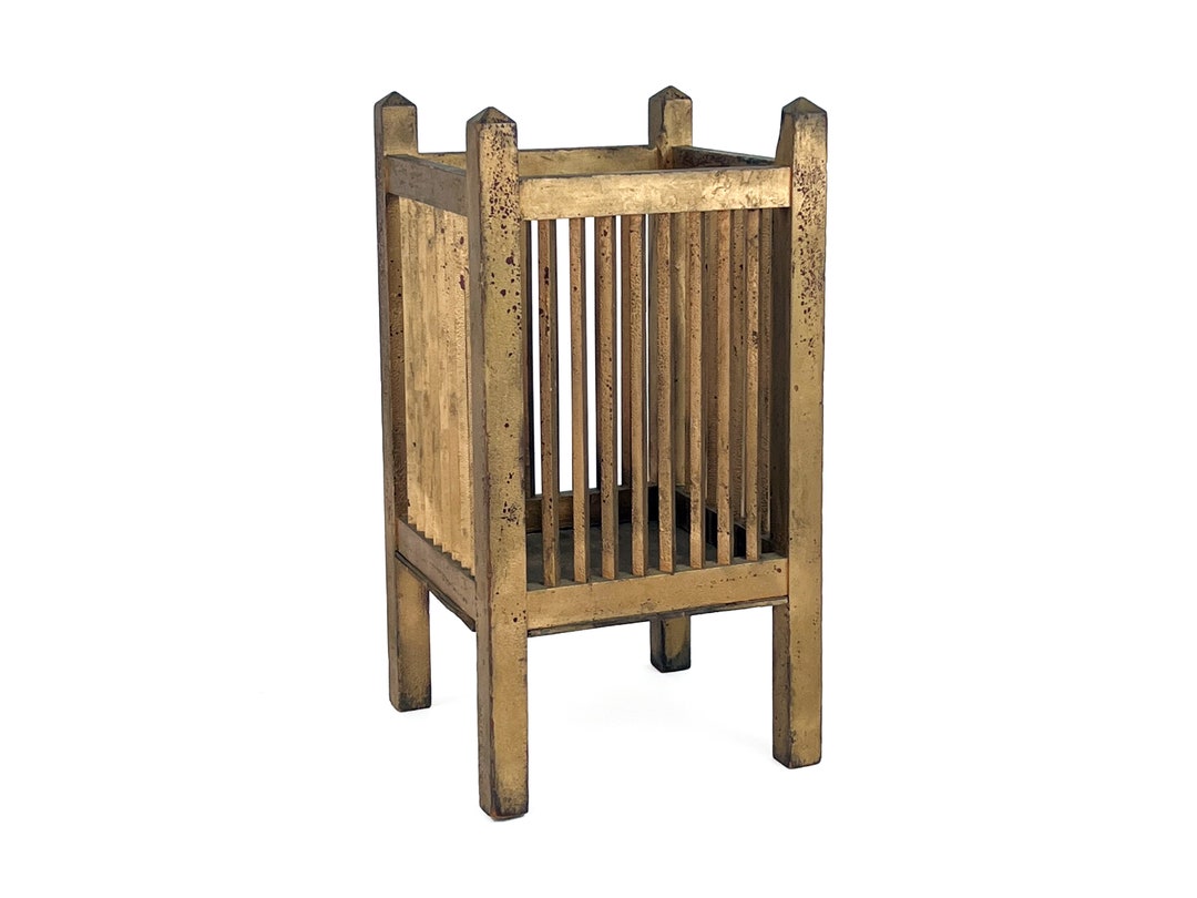 Antique 1920s Mission Style Slatted Wood Painted Gilded Gold Plant ...