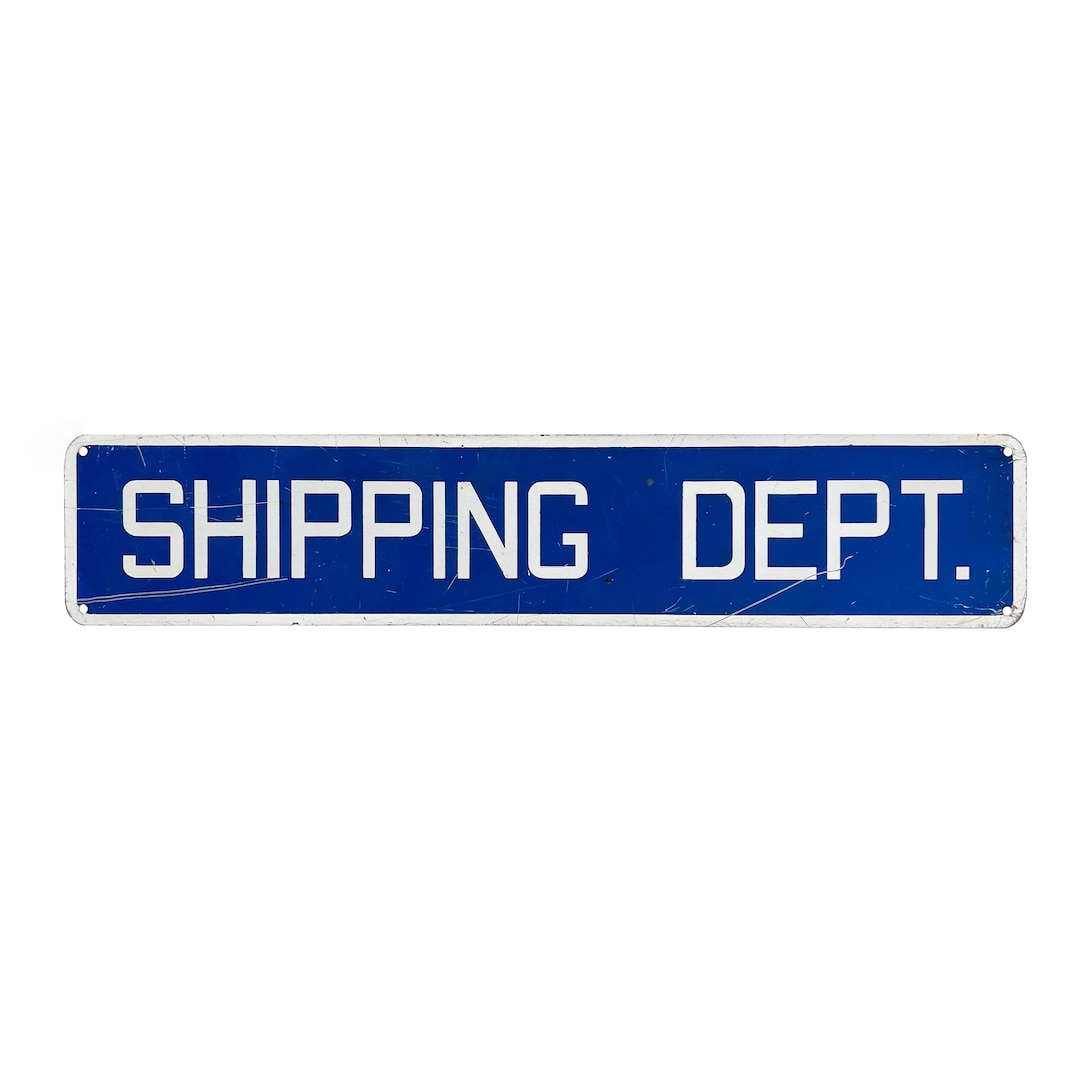 Vintage 1960s 20 X 4 Industrial Metal Blue shipping Dept. Department ...