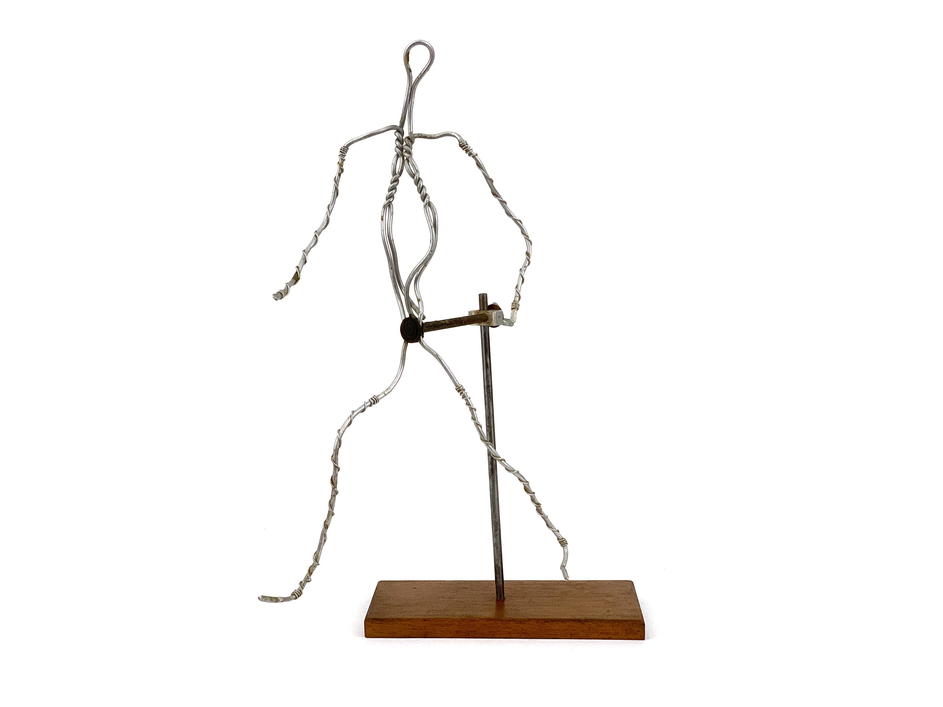 Vintage 1950s Large Wire Man Sculpture w/ Wood Base | Etsy