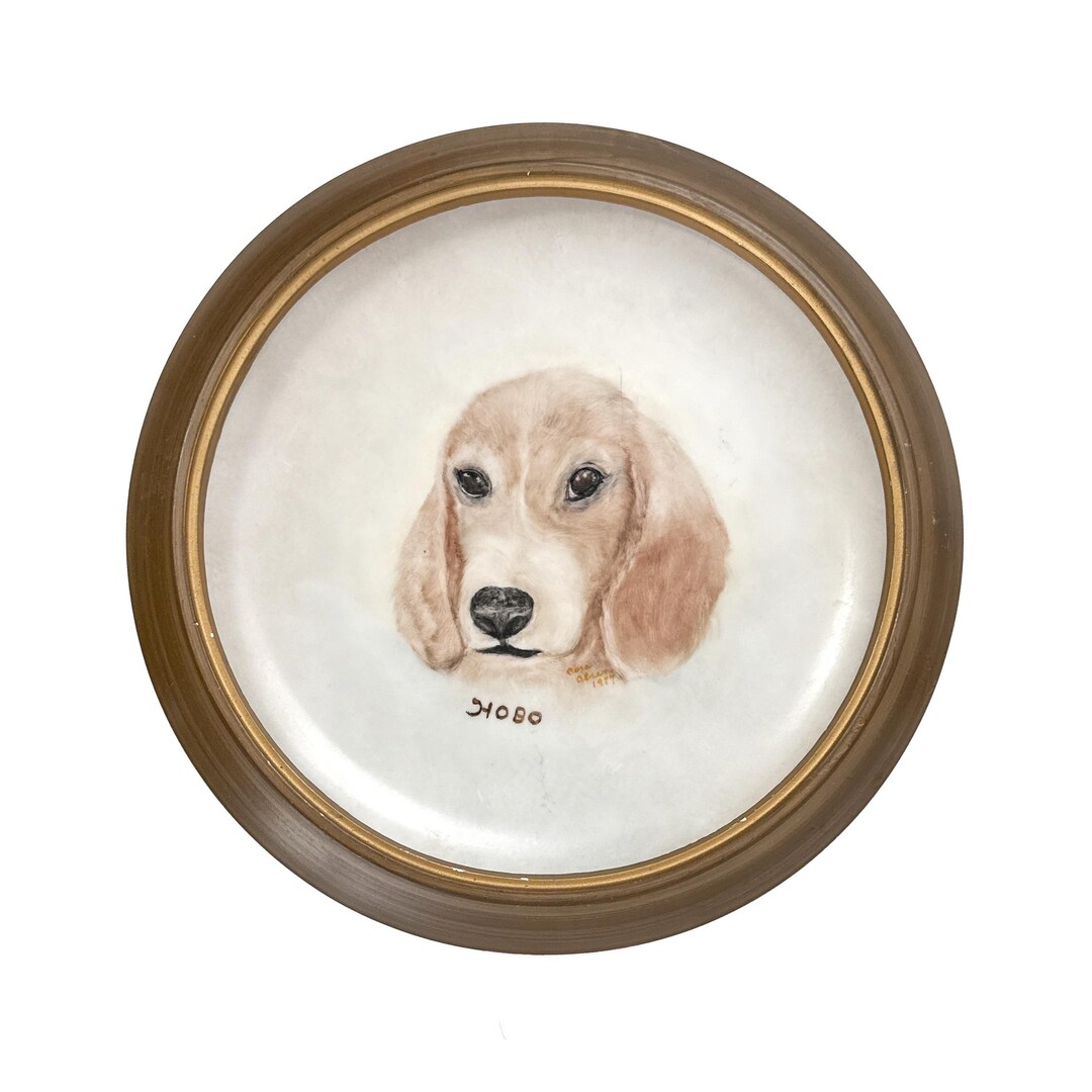 Antique 1920s Hand-painted Beagle Painting HOBO Pet Portrait on ...