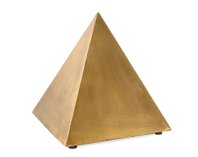 Vintage 1990s 7.5" Postmodern Brass Triangular Pyramid Geometric Bank ...