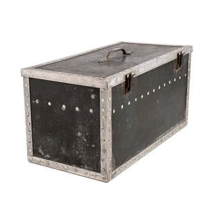 Vintage 1930s Handmade Riveted Aluminum Matte Black Steel Storage Tool ...