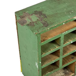Vintage 1950s Large Industrial Painted Green Wood Factory Cubby ...